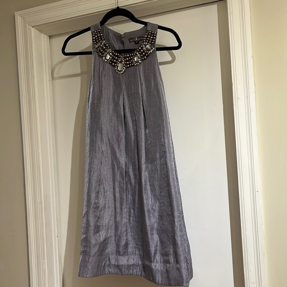 Alexia Admor | Dresses | Alexia Admor Metallic Grey Silver Beaded ...